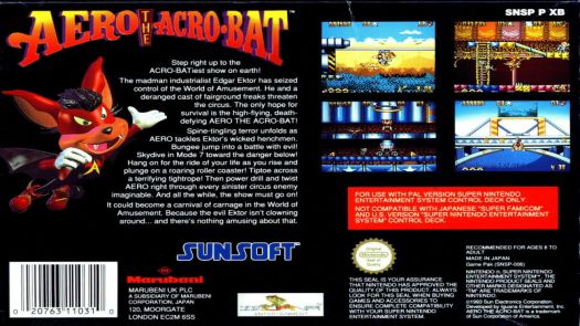 Aero The Acro-Bat [b1] Game ONLINE - Play Aero The Acro-Bat [b1] Game